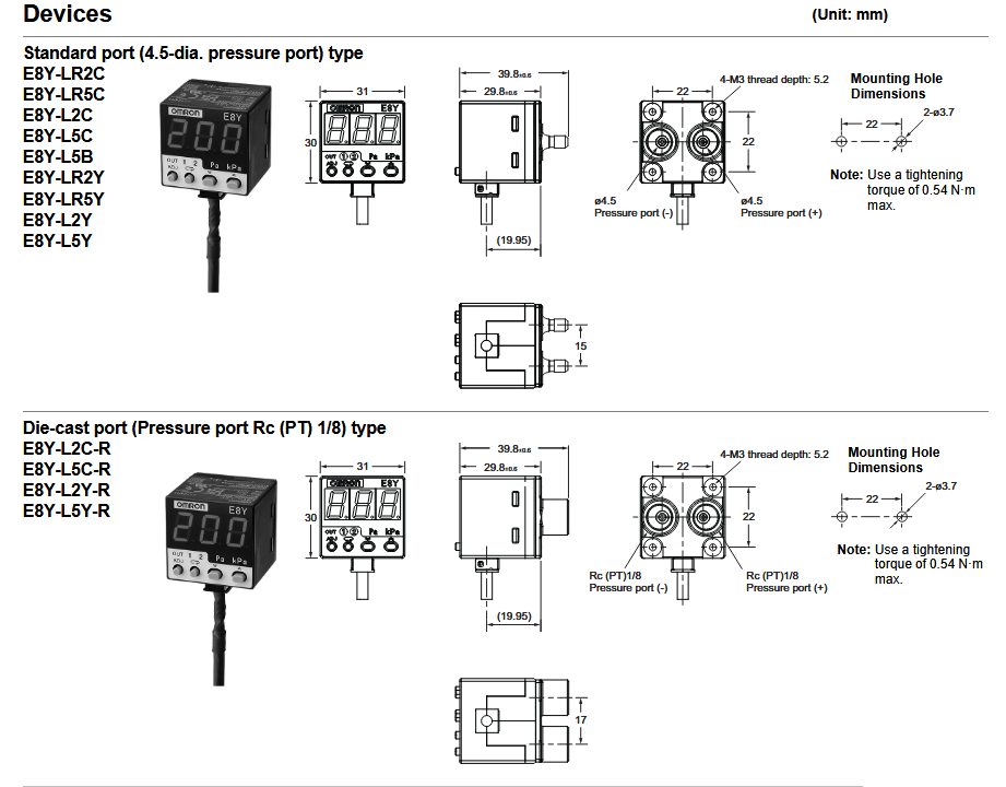 E8Y-L Micropressure Sensors with Digital Display - Omron Electronics ...