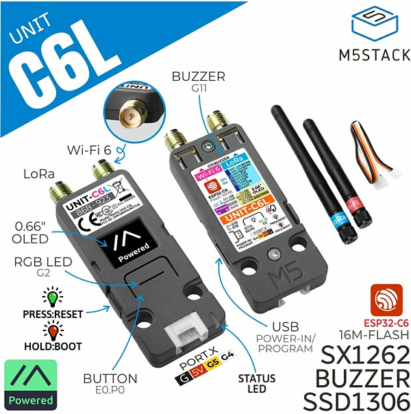 C6L LoRa Communication Unit for Meshtastic - M5Stack | Mouser
